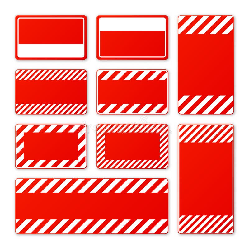 Verschiedene Rote Warnschilder Mit Diagonaler Richtung. Warnzeichen ...