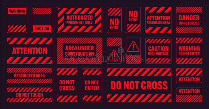 Verschiedene Rote Warnzeichen Mit Diagonalen Linien. Warnzeichen Oder ...
