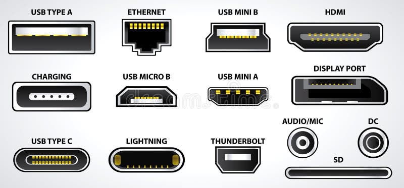 Satz Von Computer-Stecker Oder USB-Universal-Steckverbinder Symbole ...