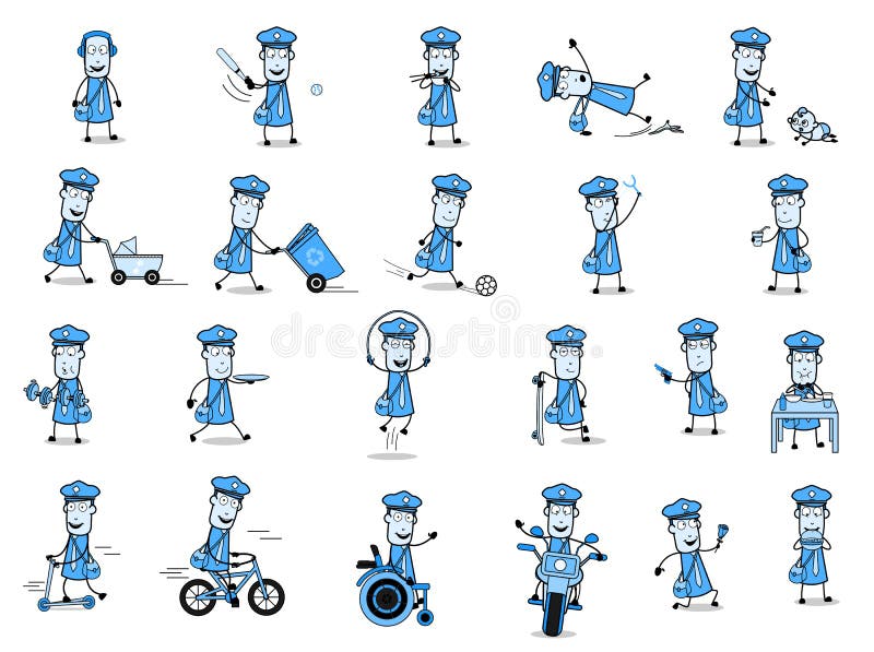 Verschillende Concepten Cartoon Postman - Set Concepts Vector ...