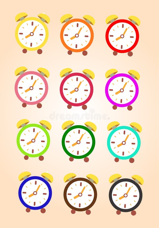 Reeks Verschillende Klokken Vector Illustratie Stock Illustratie