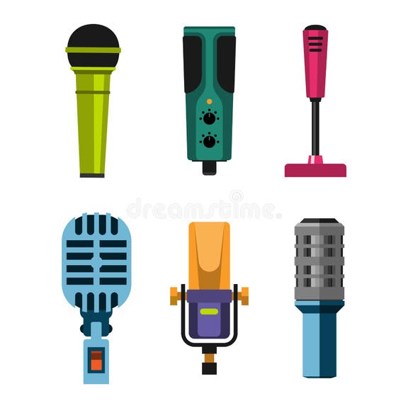 Verschillende Microfoons Vectorpictogrammen Vector Illustratie ...