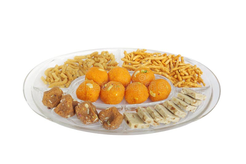 Verschillende Soorten Indiase Zoetigheden En Snacks Stock Foto - Image ...