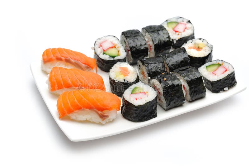 Verschillende Types Van Sushi Maki in De Reeks Van Sushi Stock ...