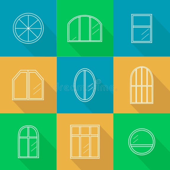 Verschillende Types Van Vensters Vector Illustratie - Illustration of ...