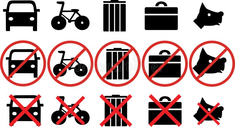 Verschillende verboden vector illustratie. Illustration of verbod ...