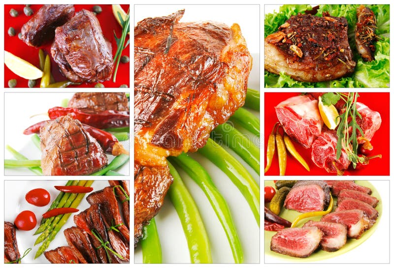 Verschillende Soorten Vlees Op Wit Stock Foto - Image of maaltijd ...