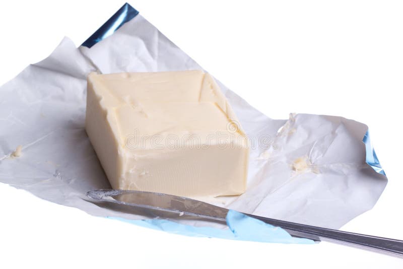 Klopje Van Verse Boerenboter Met Een Mes Stock Afbeelding - Image of ...