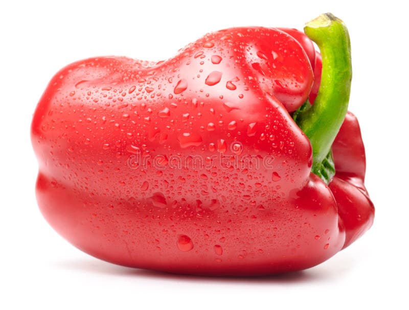 Rode Paprika Met De Rode Hoed Van De Kerstman Stock Afbeelding - Image ...