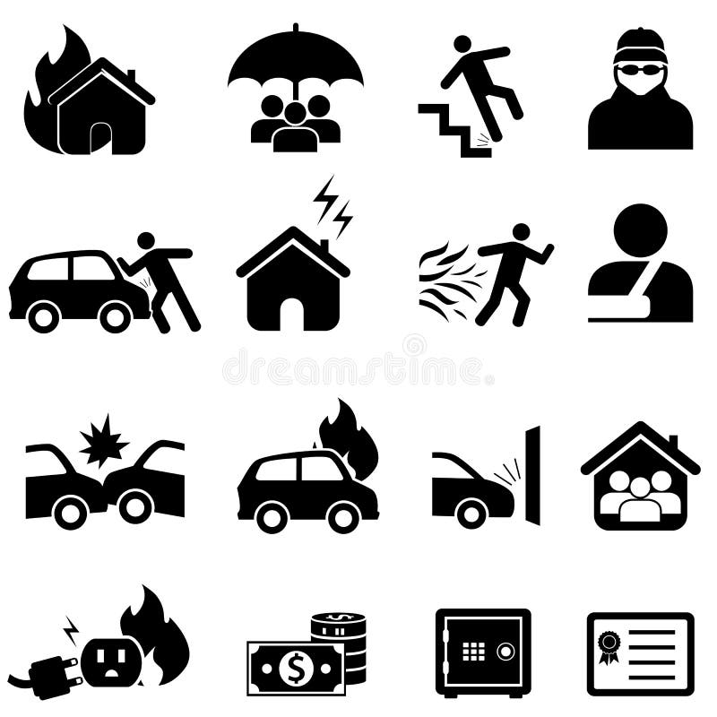 Versicherungs- Und Unfallikonensatz Vektor Abbildung - Illustration von ...