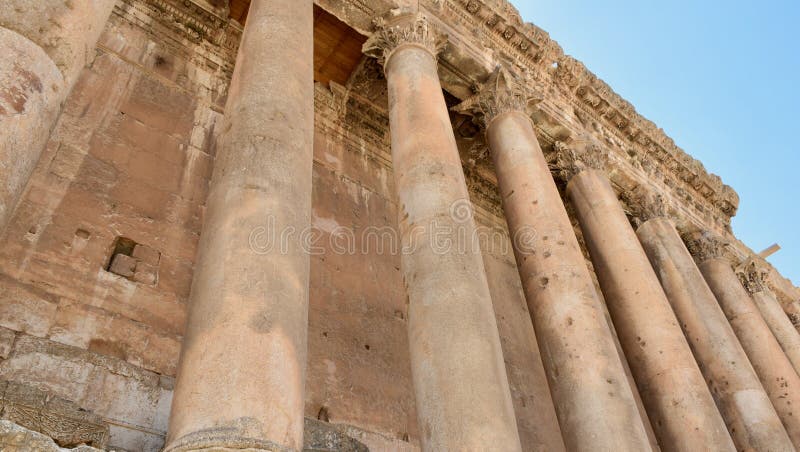 Columns of Temple of Bacchus, Extreme Low Angle Stock Photo - Image of ...