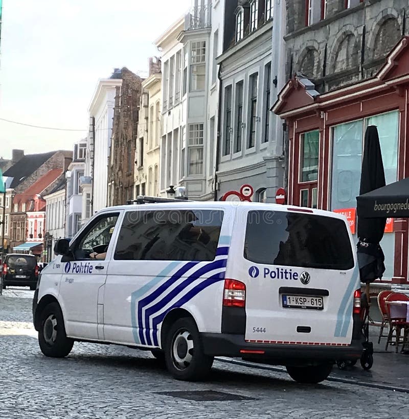 VW Transporter Police Van. Bruges, Belgium. June 15, 2018. Editorial ...
