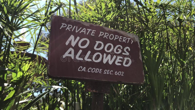 #3 Private Property Sign Indicates No Dogs Allowed 4K 30 Fps Stock ...