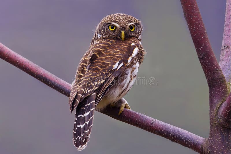 Versperde Jonge Uilzitting Op Een Tak in Duisternis Stock Afbeelding ...