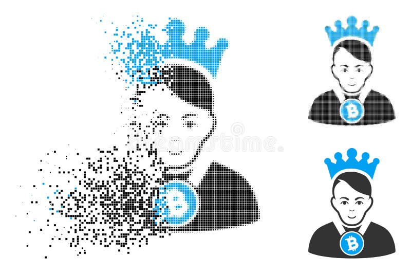 Versplinterd Pixel Halftone Bitcoin Lord Icon Met Gezicht Vector ...