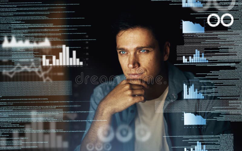 Versuchen, Die Codes Zu Finden. Ein Junger Computerprogrammierer, Der ...