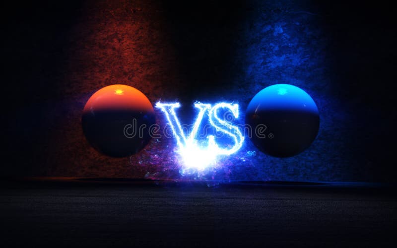 Versus Background with Blue and Red Glow Rays 3D Illustration Stock ...