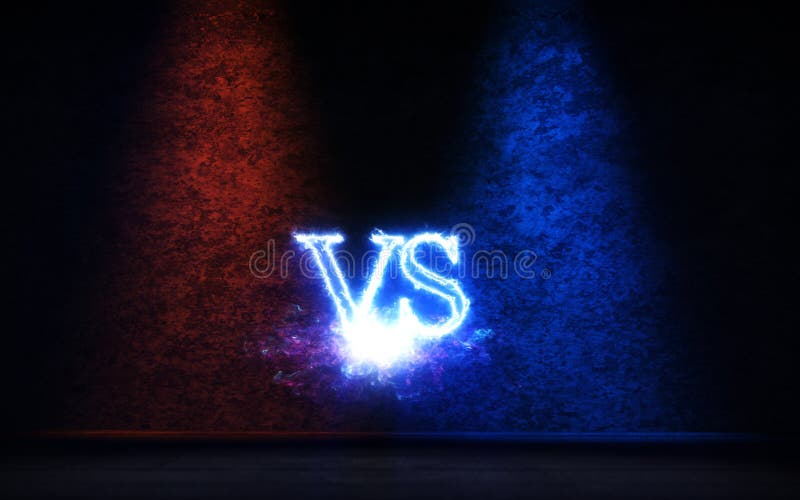 Versus Background with Blue and Red Glow Rays 3D Illustration Stock ...