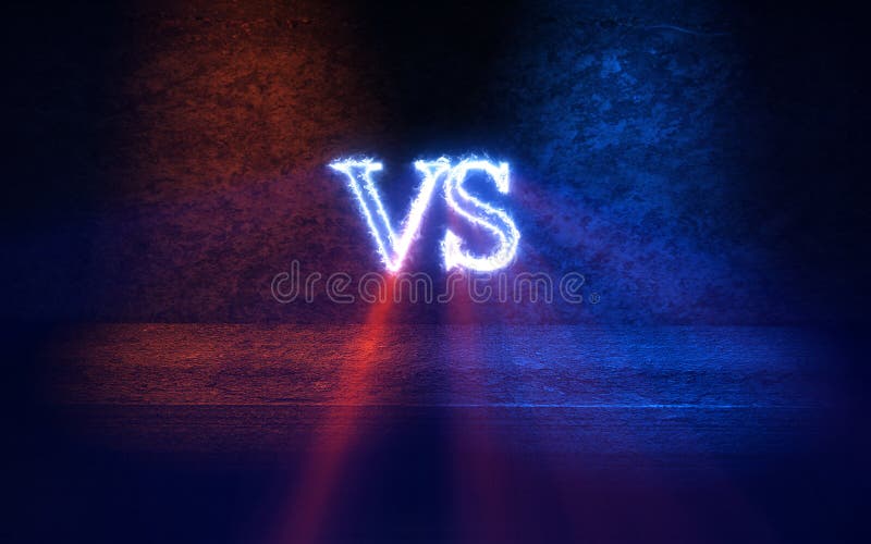 Versus Background with Blue and Red Glow Rays 3D Illustration Stock ...
