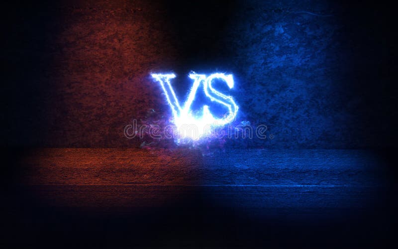 Versus Background with Blue and Red Glow Rays 3D Illustration Stock ...