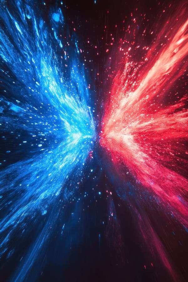 Versus Background, Two Radiant Neon Energy Elements in Blue and Red ...