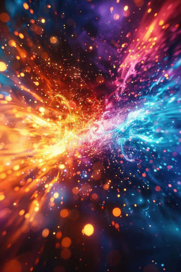 Versus Background, Two Vibrant Neon Energy Streams Collide in a Dynamic ...