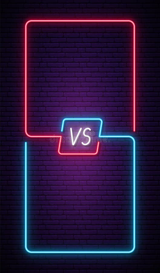 Versus Battle.Vertical Neon Frame and VS Letters. Vector Illustration ...