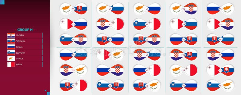 Versus Icon Set of Football Competition, Group H Collection Stock ...