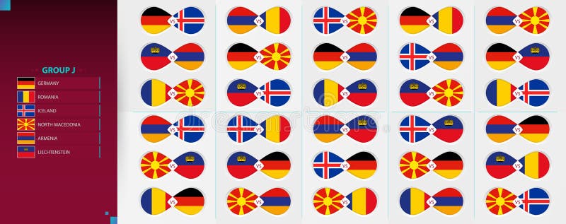 Versus Icon Set of Football Competition, Group J Collection Stock ...