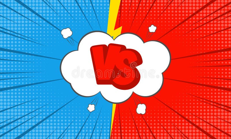 Versus Lettering Design in Comic Style. Fight with Red and Blue ...
