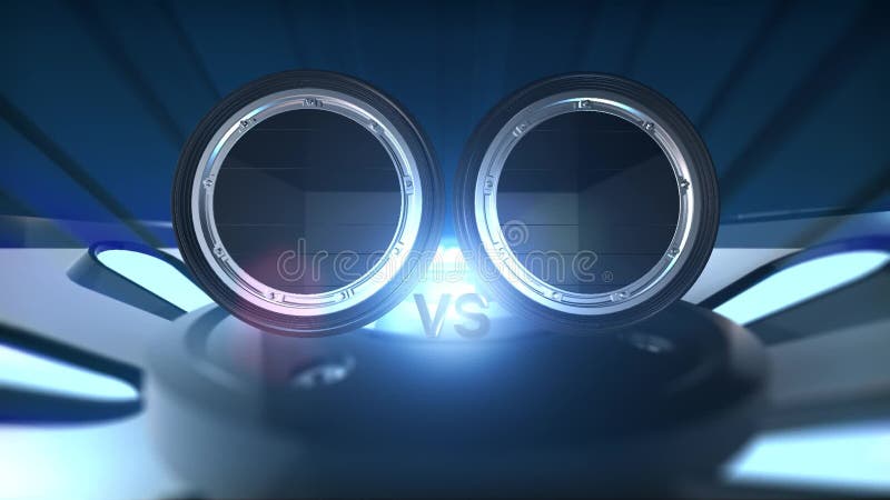 Versus Screen. Businessman Battle Wearing Boxing Gloves. Blue Vs Red ...