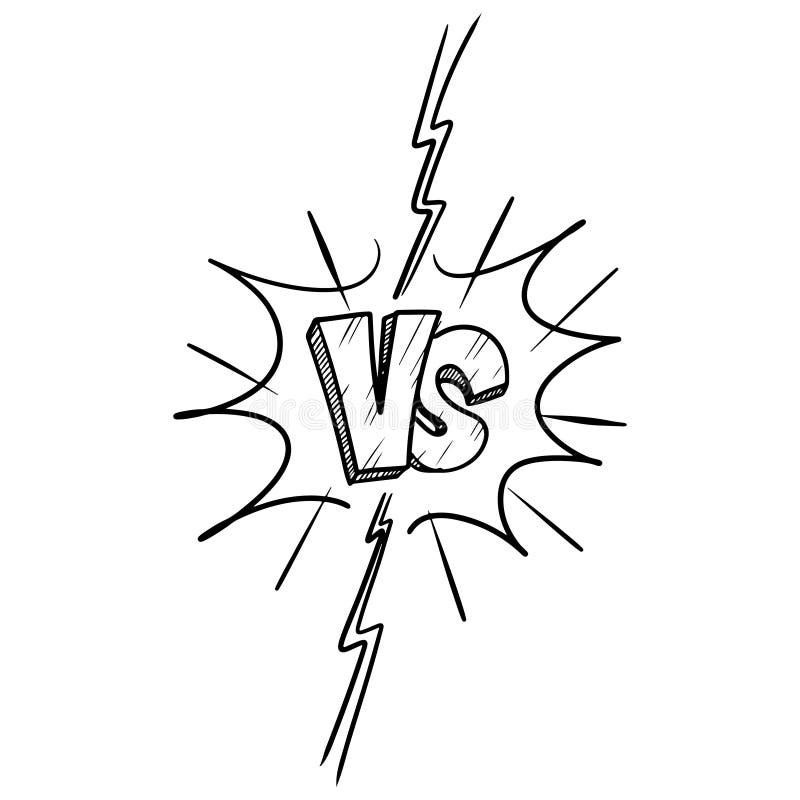 Versus or VS Letters Logo Design in Doodle Style. Comic Fighting Duel ...