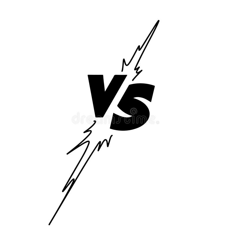 Versus or VS Letters Logo Design in Doodle Style. Comic Fighting Duel ...