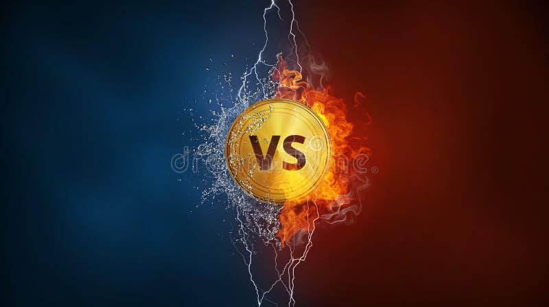 Versus VS Sign in Fire, Water Splashes and Lightning. Stock ...