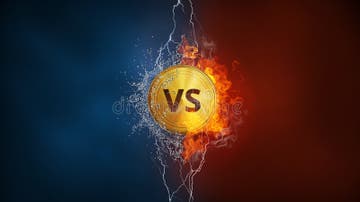 Versus VS Sign in Fire, Water Splashes and Lightning. Stock ...