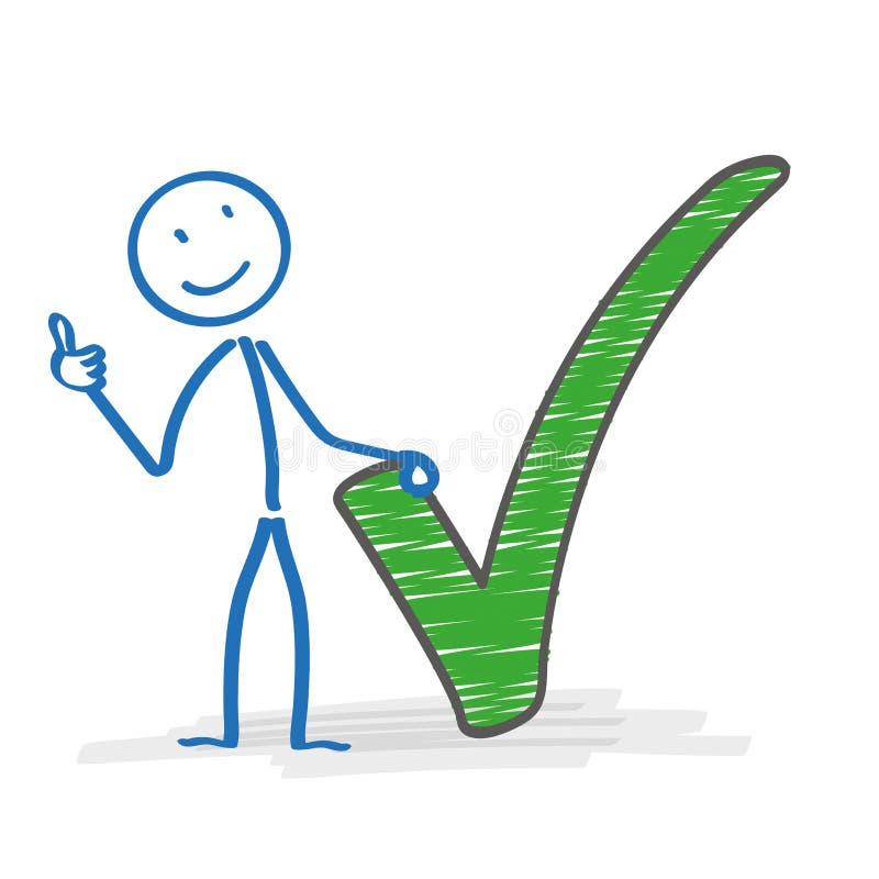 Vert Tick Ok de Stickman illustration de vecteur. Illustration du ...