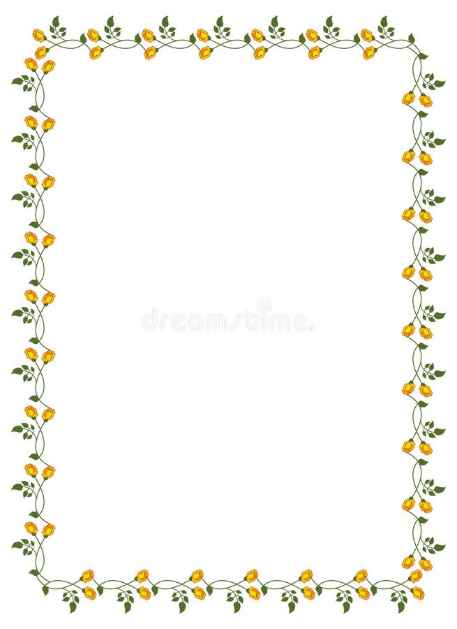 Verticaal Kader Met Gele Rozen Stock Illustratie - Illustration of ...