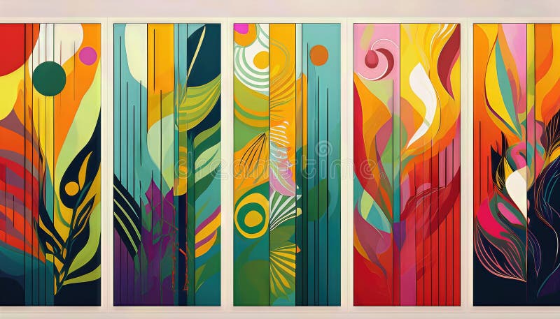 Vertical Abstract Backdrops Modern Artistic Card Templates in Vibrant ...