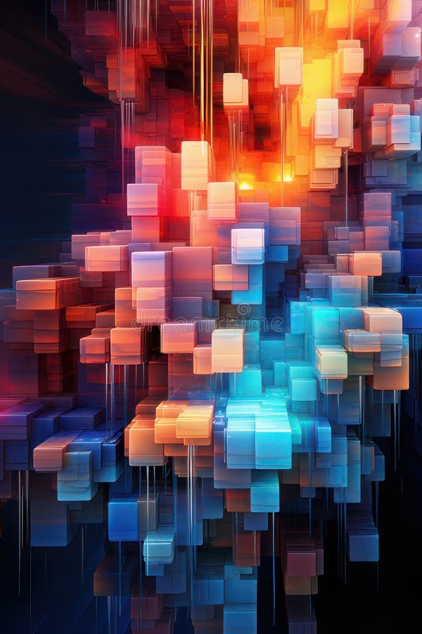Vertical Abstract Background, Glitch Effect, Cubes. AI Generative Stock ... Vertical Abstract Background, Glitch Effect, Cubes. AI Generative Stock ...