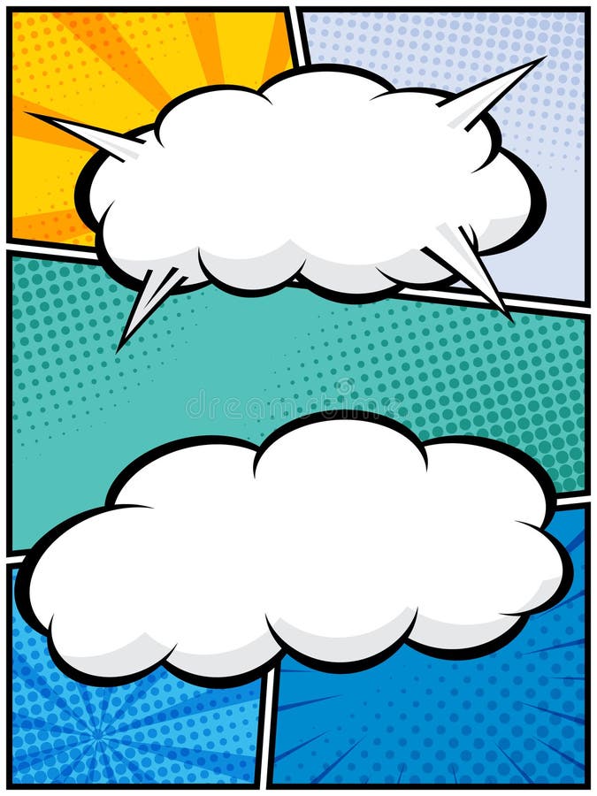 Vertical Abstract Comic Book, Pop Art Cartoon Layout Template Halftone ...