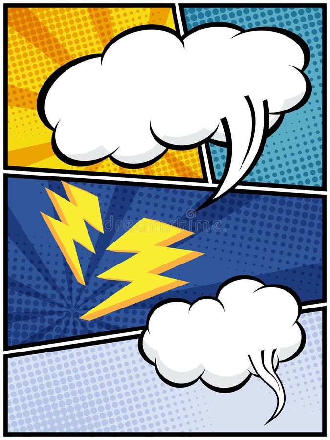Vertical Abstract Comic Book, Pop Art Cartoon Layout Template Halftone ...