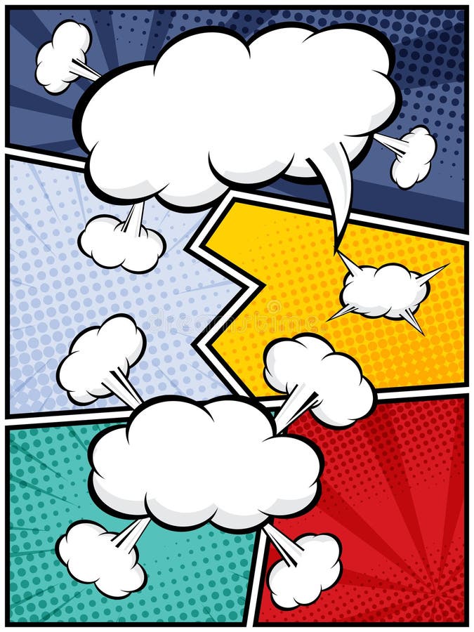 Vertical Abstract Comic Book, Pop Art Cartoon Layout Template Halftone ...