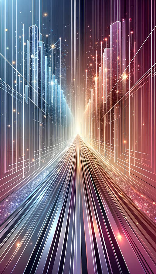 Vertical Abstract Futuristic Background with Receding Flickering ...