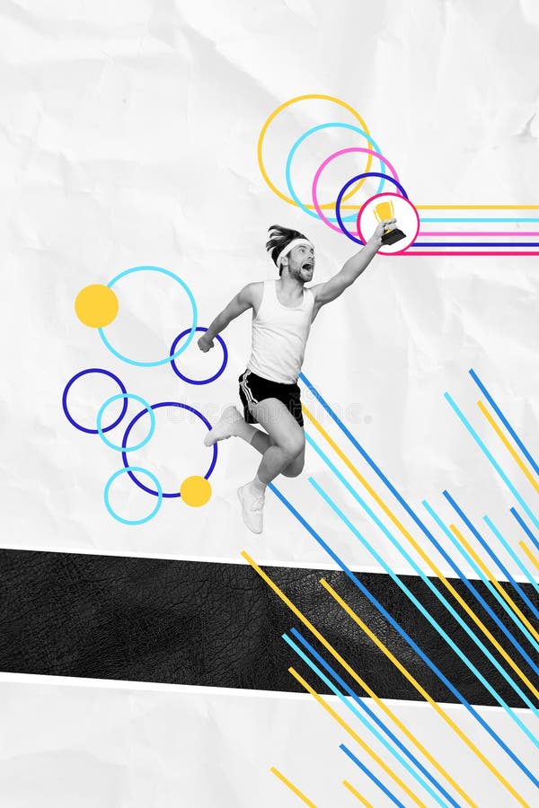 Vertical Abstract Template Graphics Collage Image of Excited Guy ...