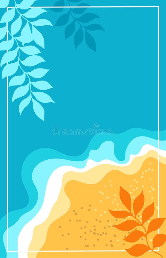 Vertical Abstract Tropical Background. Vector Stylized Leaves, Sandy ...