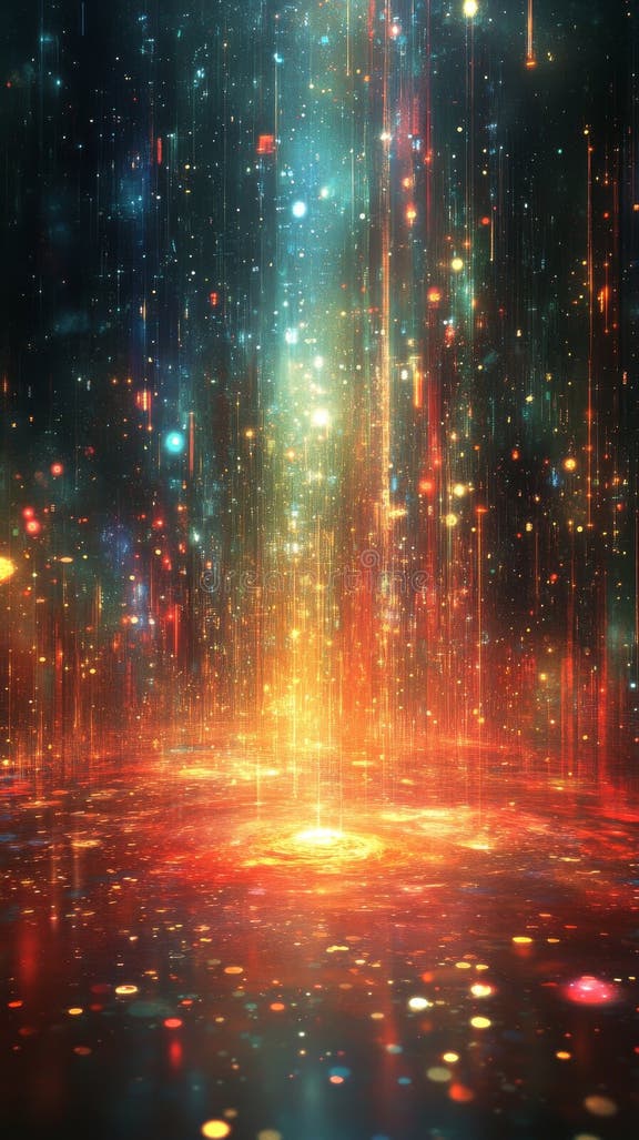 Vertical Abstract Virtual Interface Elements in a Vibrant, Futuristic ...