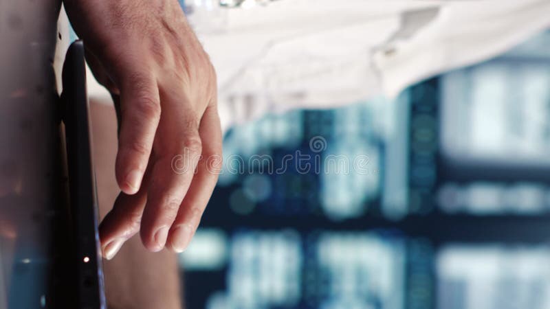 Admin in Data Center Using Artificial Intelligence Tech on Tablet Stock Video - Video of admin ...