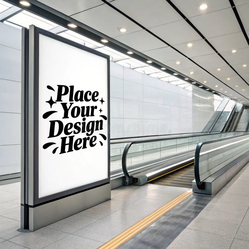 Vertical Advertisement Display in a Subway or Airport Terminal Stock ...