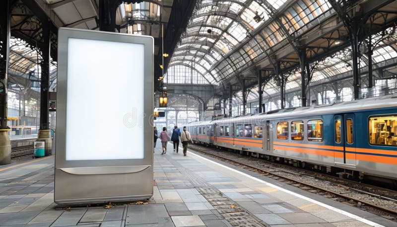 Vertical Advertising Billboard, Lightbox with Empty Digital Screen on ...