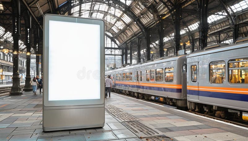 Vertical Advertising Billboard, Lightbox with Empty Digital Screen on ...